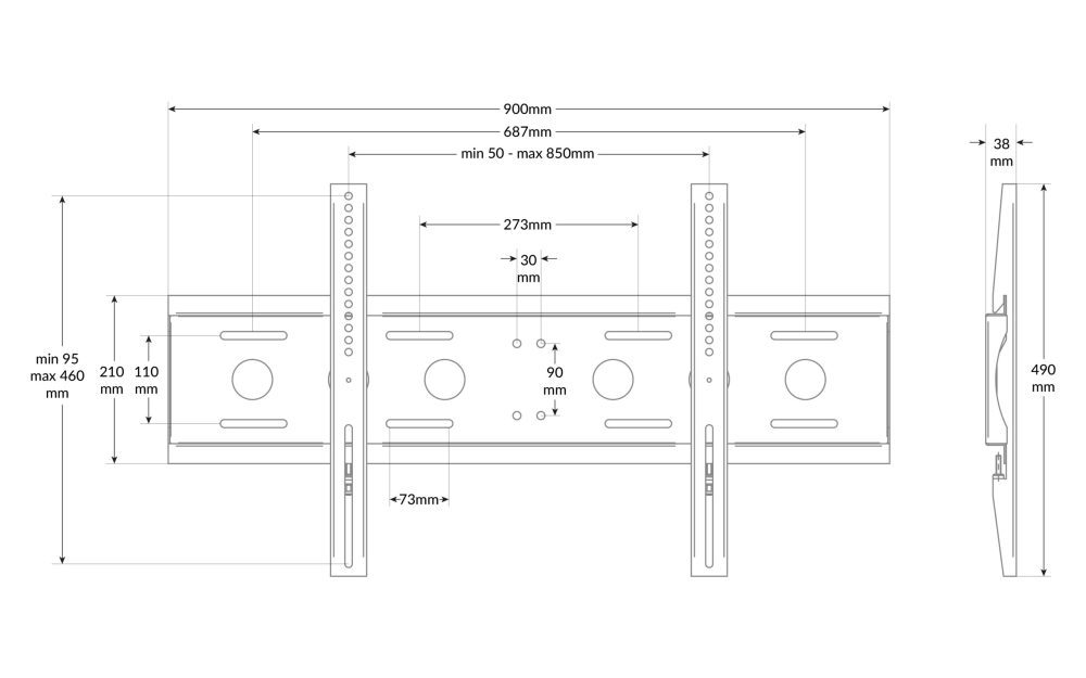 TWB1 Universal fixed wall mount for screens 50 “-86” - EDBAK